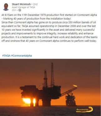 Taqa’s Cormorant Alpha platform marks 40 years in production - News for ...