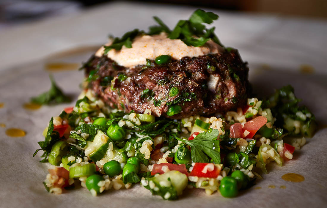 Mint & Pea Lamb Kofta Burger with Rose Yogurt & Tabbouleh - My Weekly