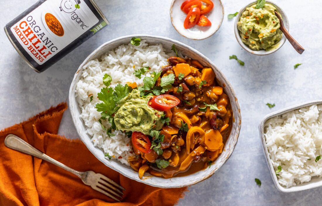 Chilli Mixed Bean Non-Carne with Basmati Rice - The People's Friend