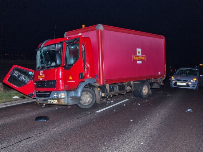 PICTURES: Royal Mail lorry involved in three vehicle A96 crash - Press ...