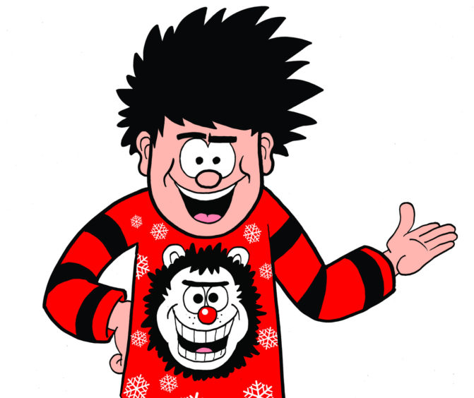 Dennis and beloved Beano town characters don wacky Christmas jumpers to ...