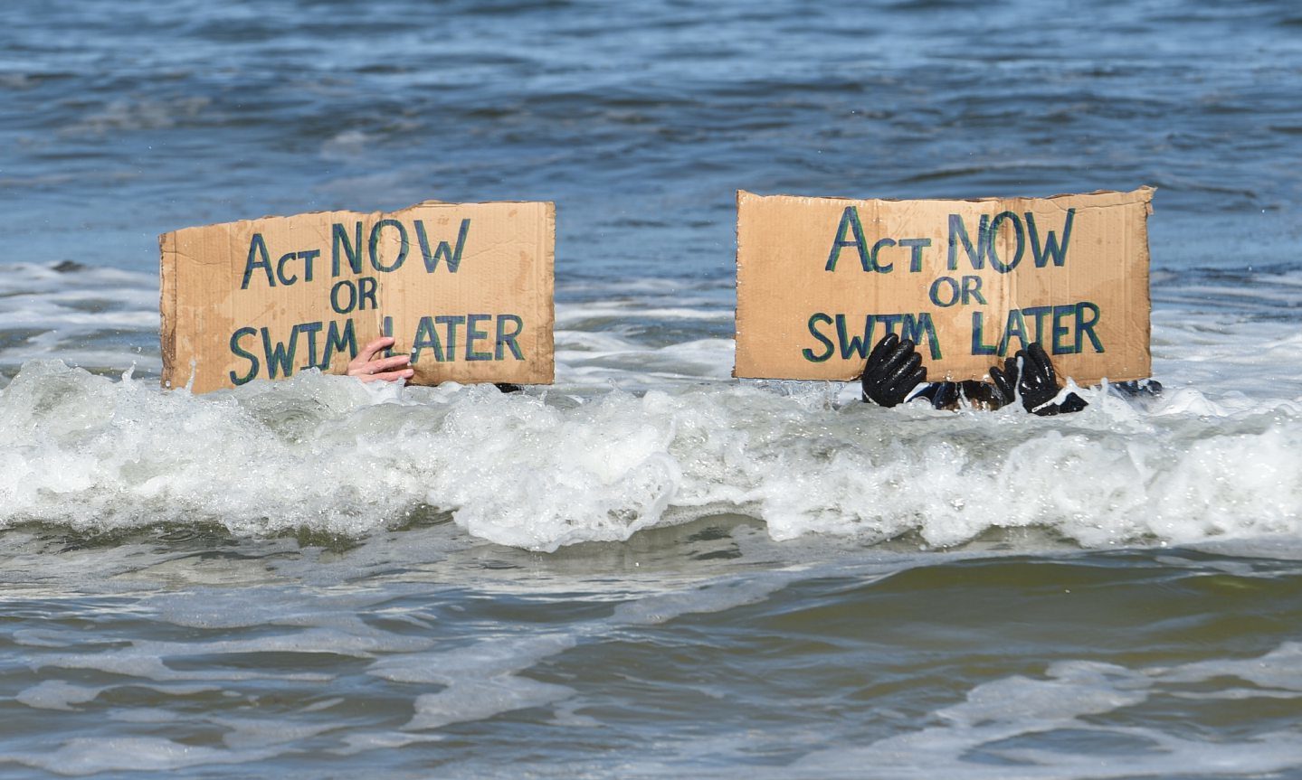 Sea climate change protest in Moray warns of rising water levels
