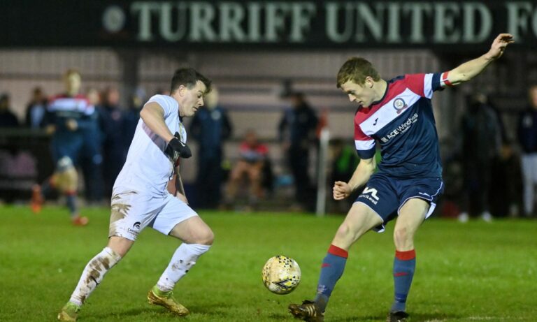 Ronnie Sharp salutes Conor Gethins after his four-goal salvo in Nairn win