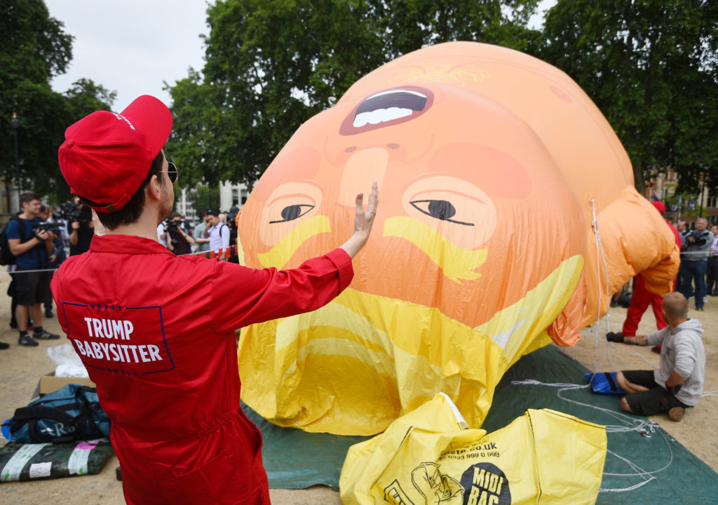 VIDEO: Donald Trump baby balloon takes flight as protests against US ...