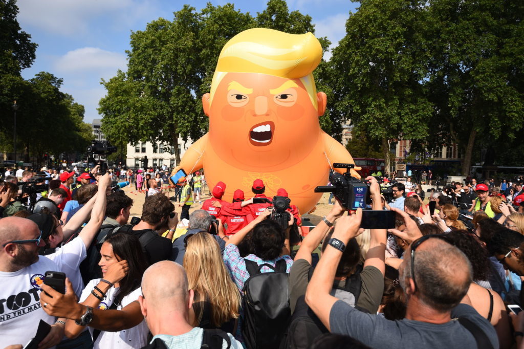VIDEO: Donald Trump baby balloon takes flight as protests against US ...