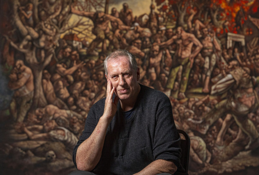 Artist Peter Howson unveils new painting in Glasgow museum to ...