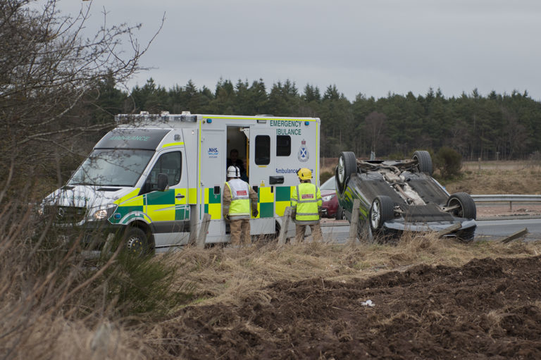 Car left on roof after crash drama in Angus - The Courier