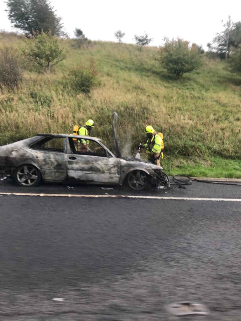 Traffic chaos as car catches fire on M90 south of Perth - The Courier
