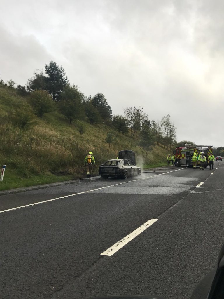 Traffic chaos as car catches fire on M90 south of Perth - The Courier