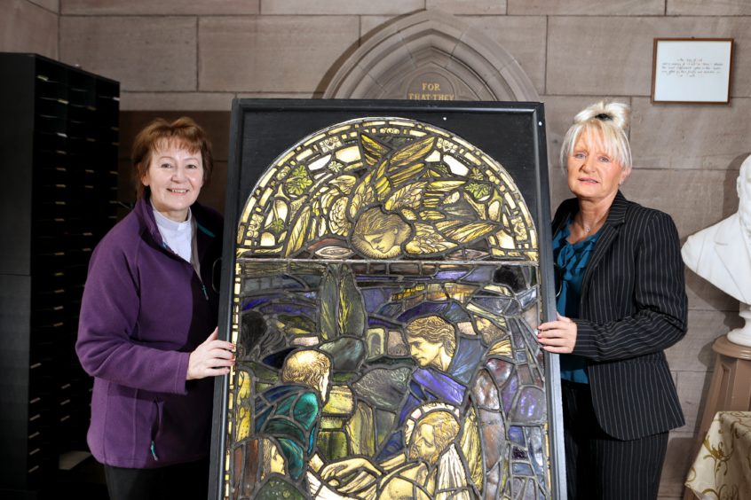 Picture complete after donation of stained glass panel to Forfar church