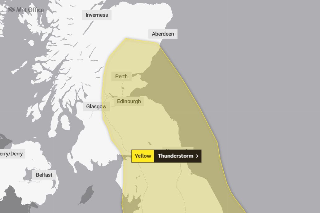 Map predicts 'severe' thunder and possibly a tornado in Tayside and ...