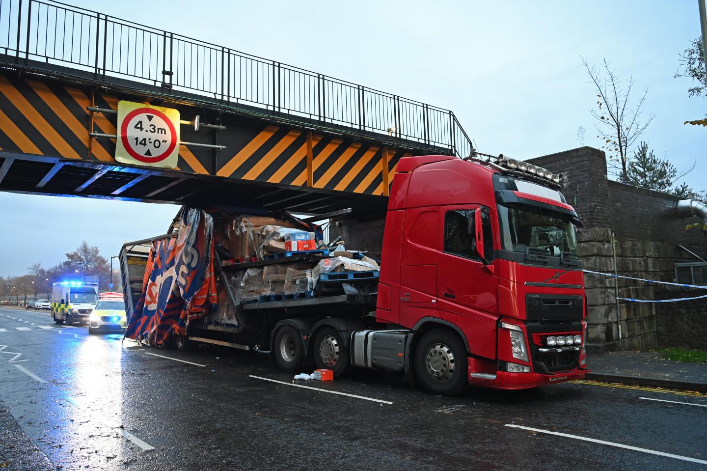 B&M lorry closes busy Perth road after striking rail bridge