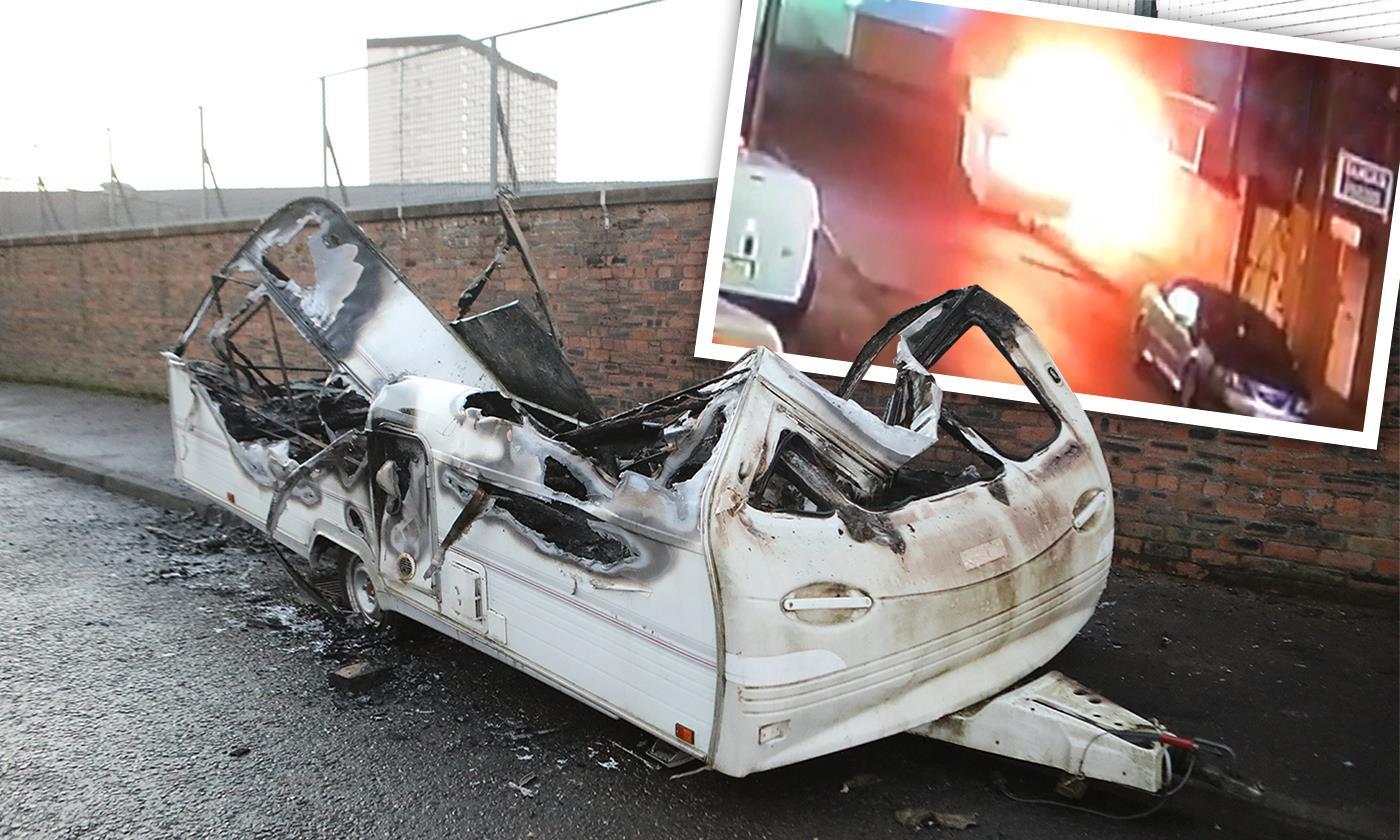 VIDEO: Dundee residents tell of 'explosion' as caravan destroyed in fire