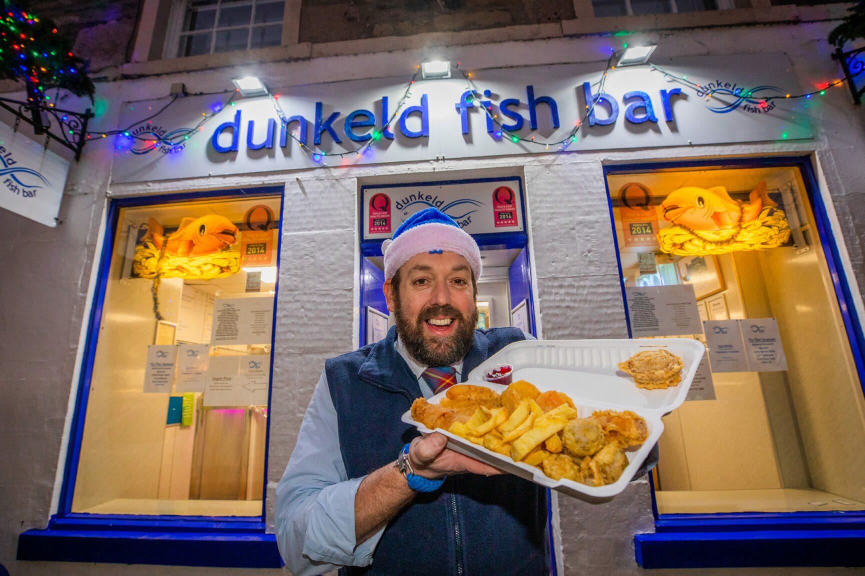 Christmas goes full Scottish at Dunkeld chippy as takeaway batters dinner