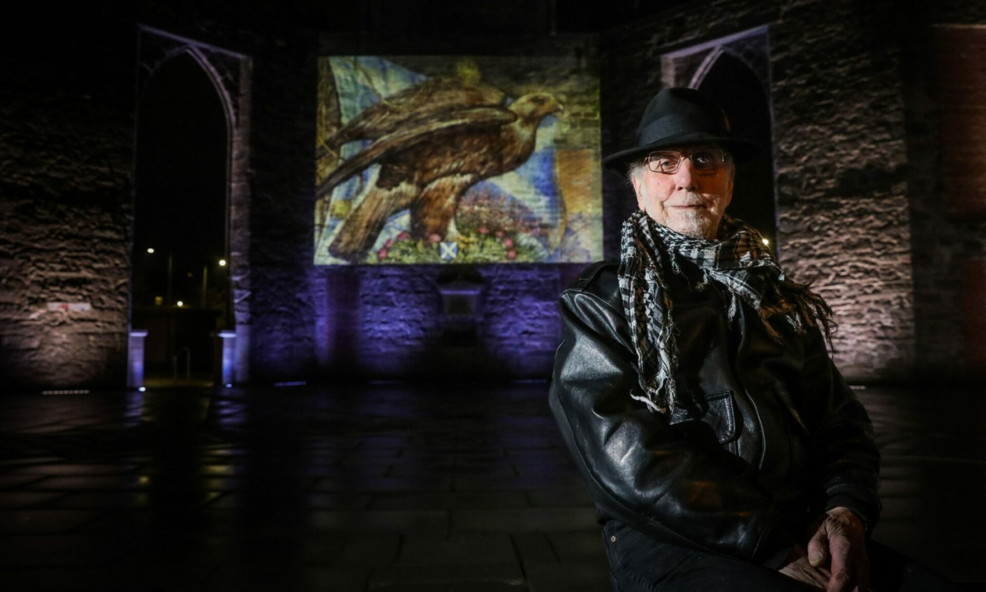 Works by veteran artist Ian Imrie projected on to Perth's St Paul's Church