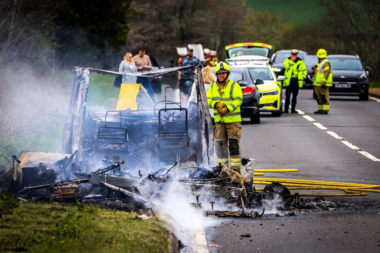 Campervan destroyed after bursting into flames on A92 in Fife - The Courier