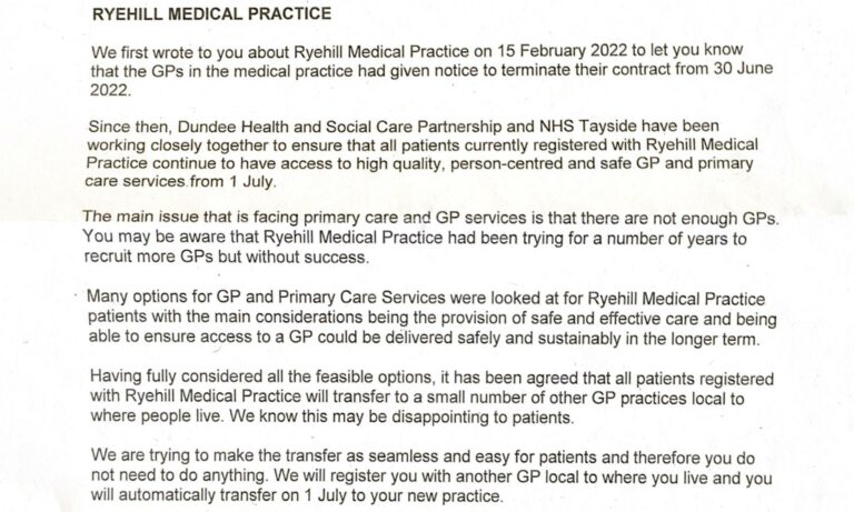 Closure of Dundee's Ryehill GP surgery confirmed as patients ...