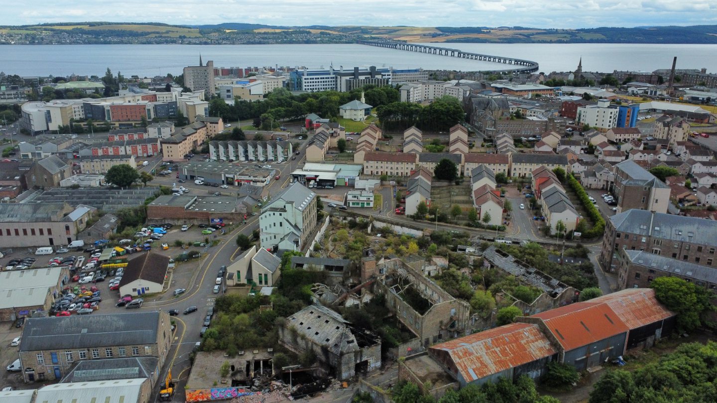 Queen Victoria Works: Drone footage of fire damage to Dundee mill