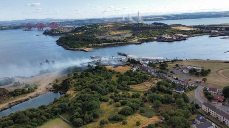 Inverkeithing: Drone images show fire damage at Prestonhill Quarry