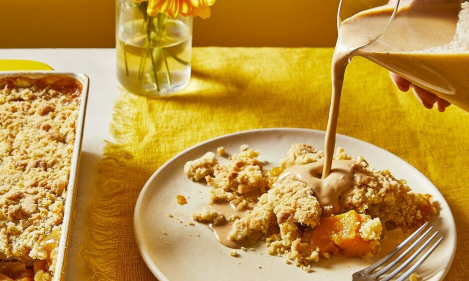 Recipe: Mango crumble with chai custard