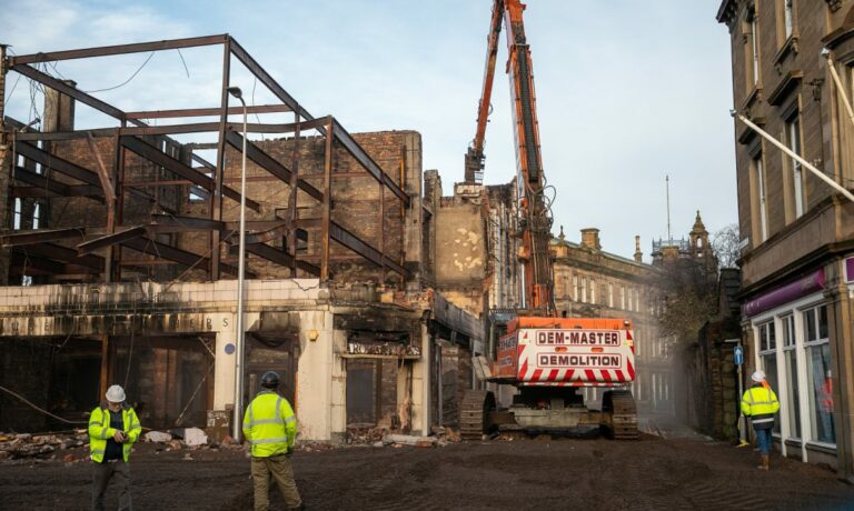 Demolition of fire-hit Robertson's store in Dundee under way