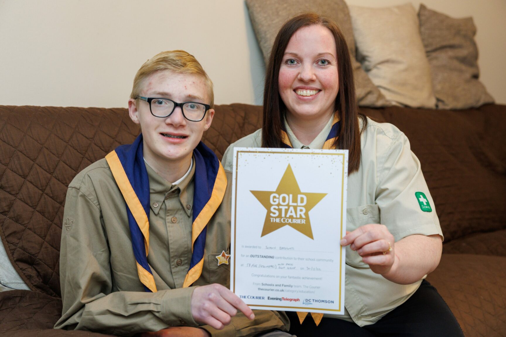 Gold Star awarded to Glenrothes Explorer Scout Simon Bathgate