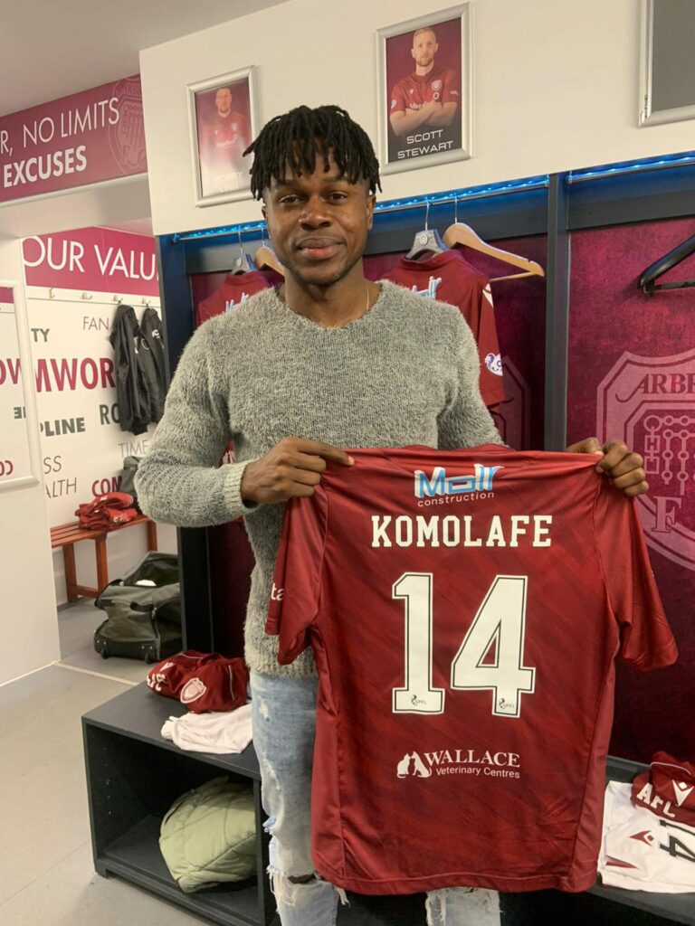 Arbroath make Nigerian striker Paul Komolafe 8th signing of 2023