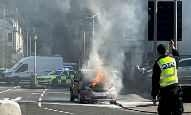 Crews tackle car fire on Atholl Street in Perth