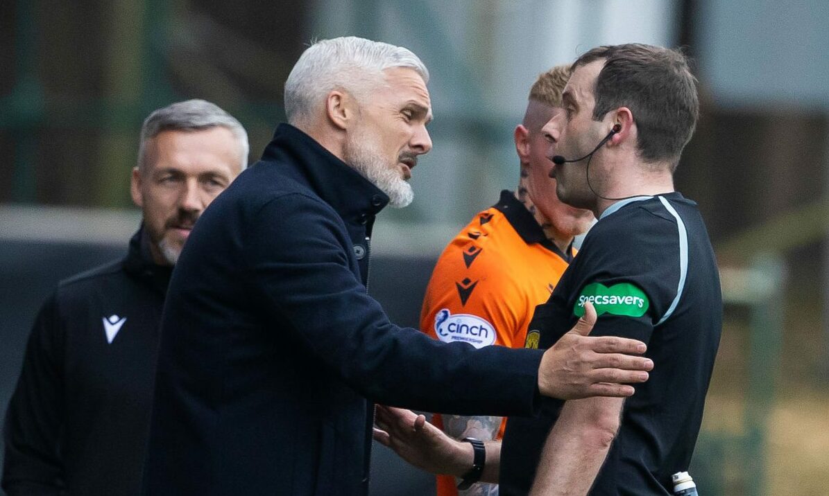 Jim Goodwin on Charlie Mulgrew red in Dundee United defeat