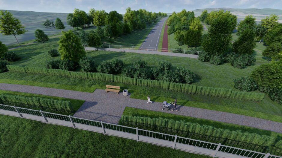 Work starts on 'Teletubby' green bridge above Cross Tay Link Road