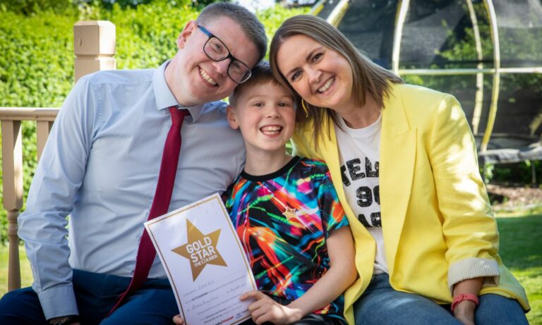 Gold Star award for Ukraine fundraiser Elliot Hill, 8, from Dundee