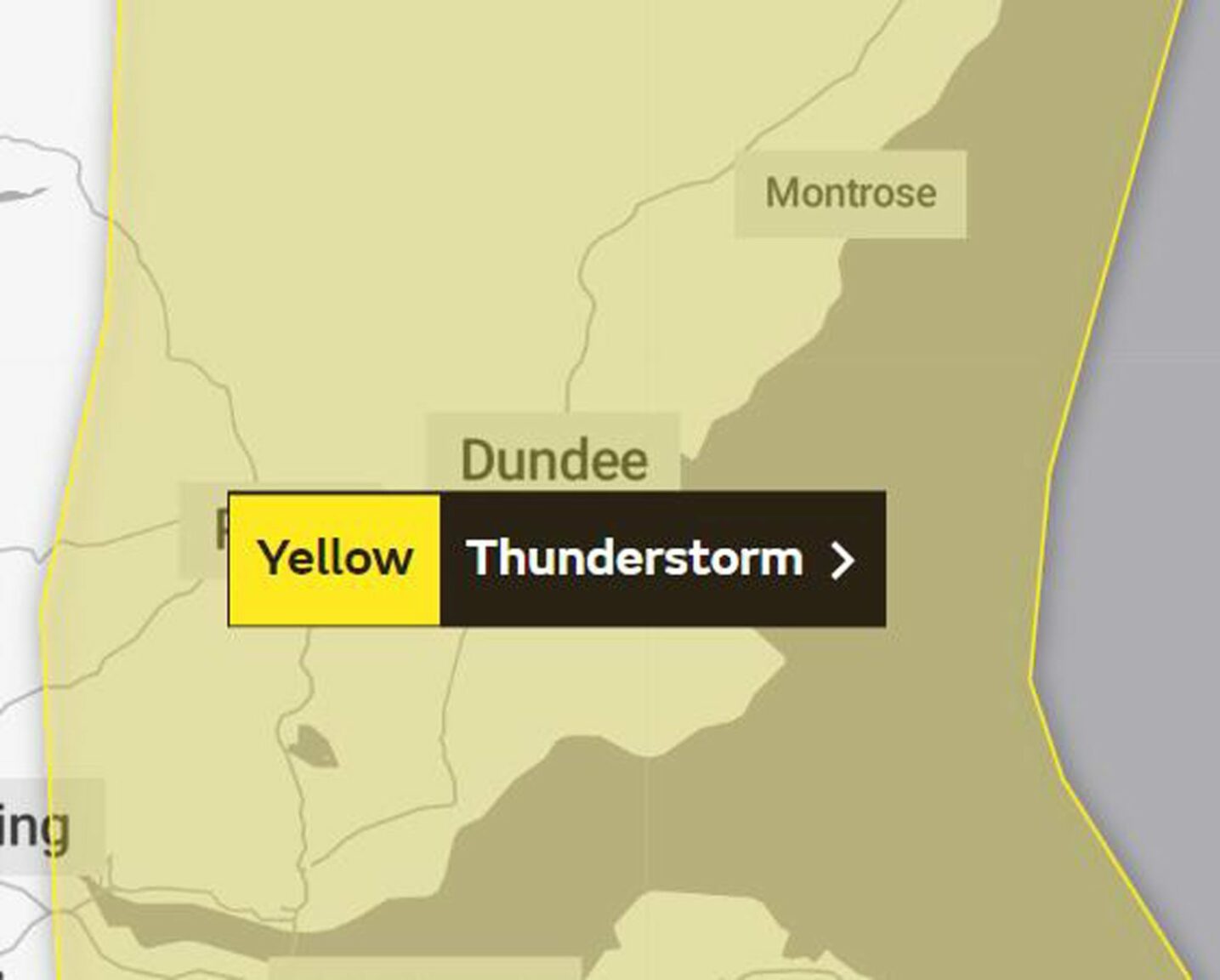Thunderstorms warning for Tayside and Fife