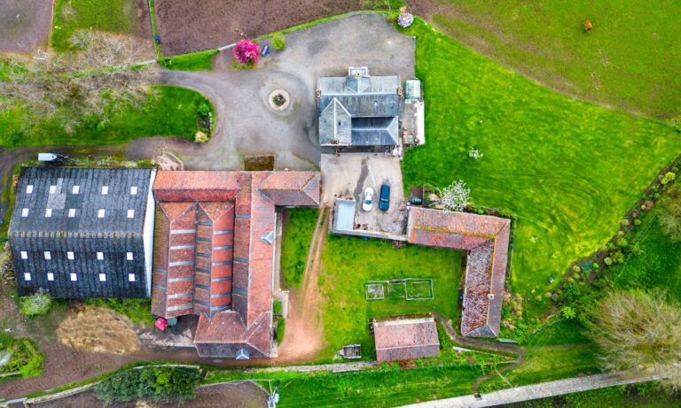 Fife farmhouse has views, 15 acres, outbuildings and secret tunnel