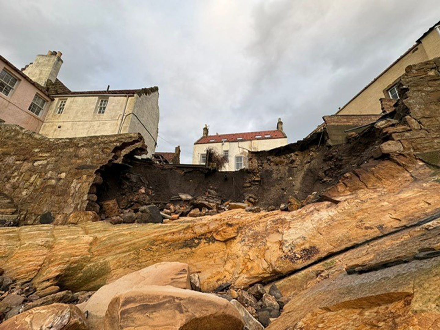 Pittenweem storm damage leaves houses just metres from the sea