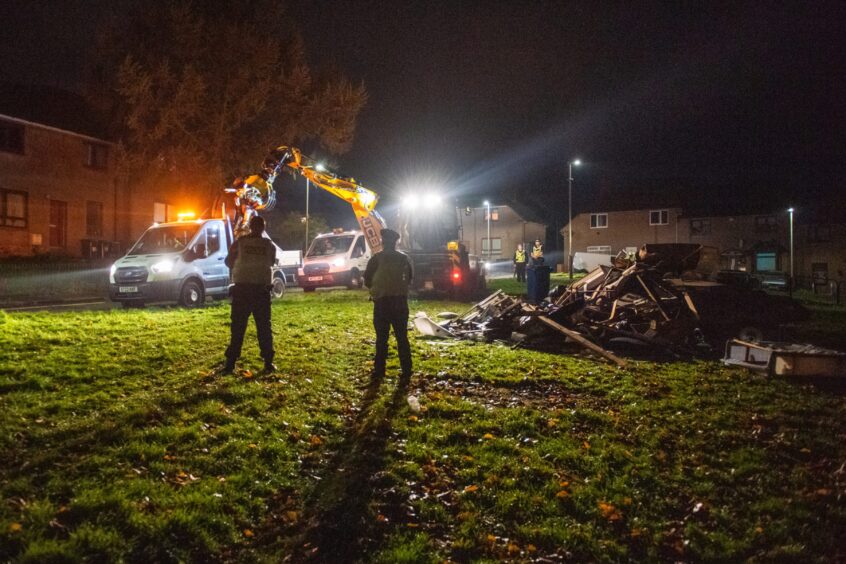 Heavy police presence in Kirkton in Dundee for Bonfire Night