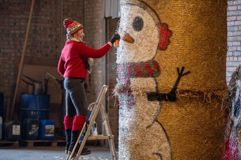 Angus 'Balesy' Fleur delivers a pile of Christmas crackers