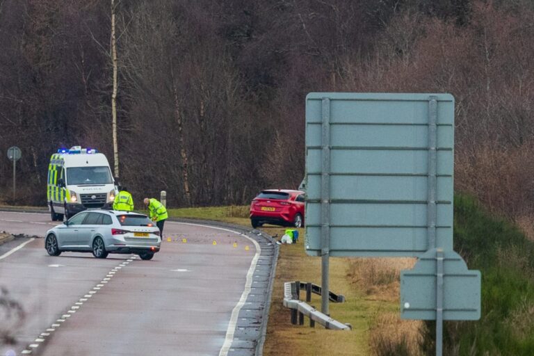 A9 closed at Blair Atholl near House of Bruar due to three-car crash