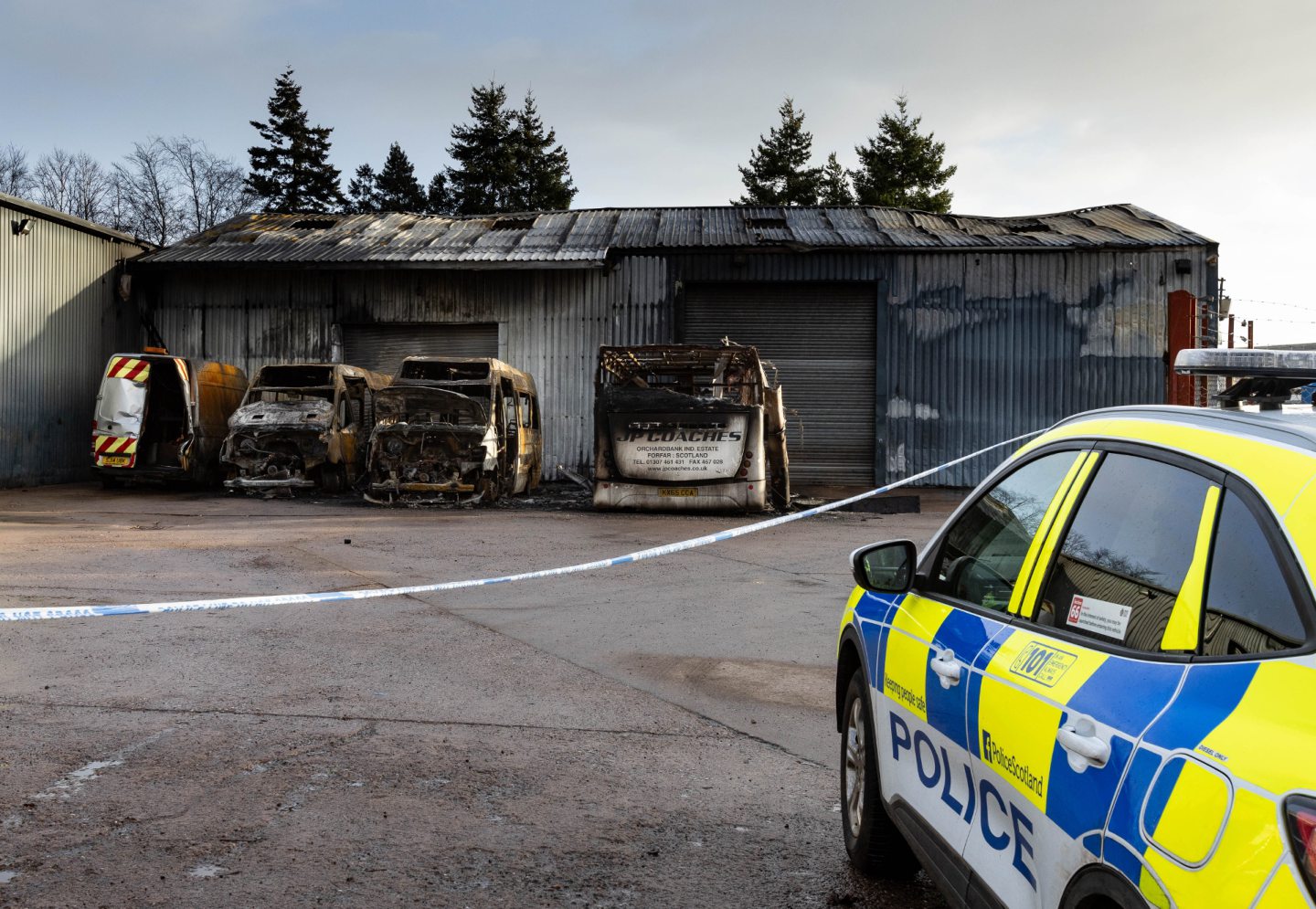 Fire crews tackle blaze at JP Coaches in Forfar