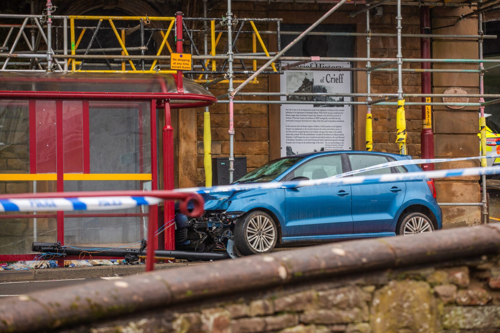 Man charged after car crashes into Crieff scaffolding as A85 shut