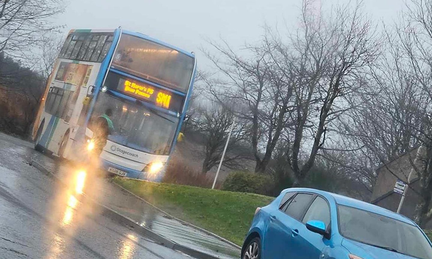 VIDEO: Kirkcaldy school bus spins on ice and crashes into two cars