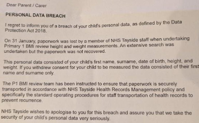 Eastern Primary: NHS data breach as paperwork for P1 pupils lost