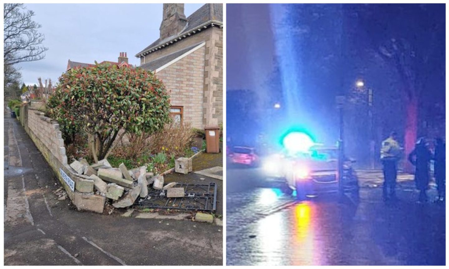 Car crashes into garden wall in Dundee's Dalkeith Road