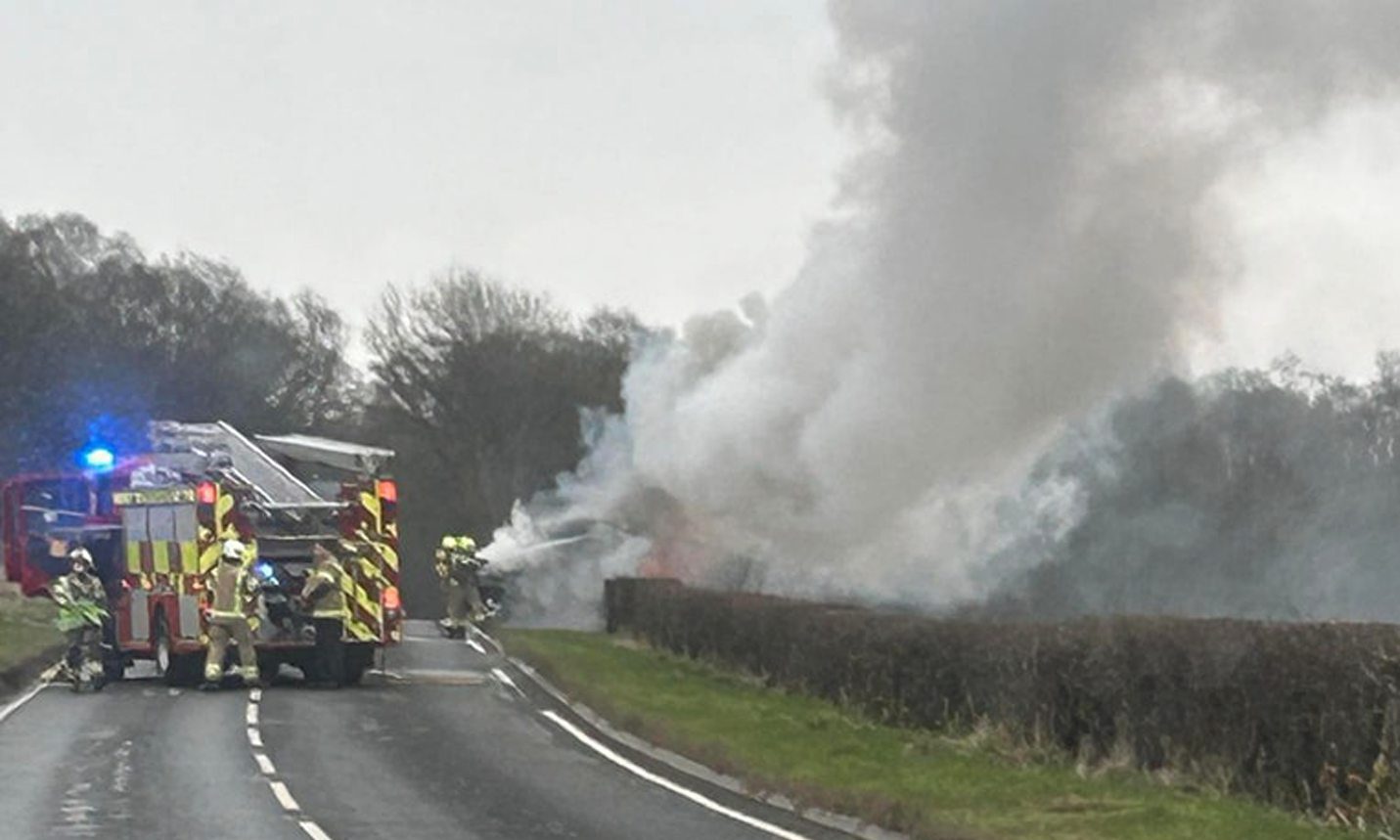 Firefighters tackle van fire near Blairhall in Fife