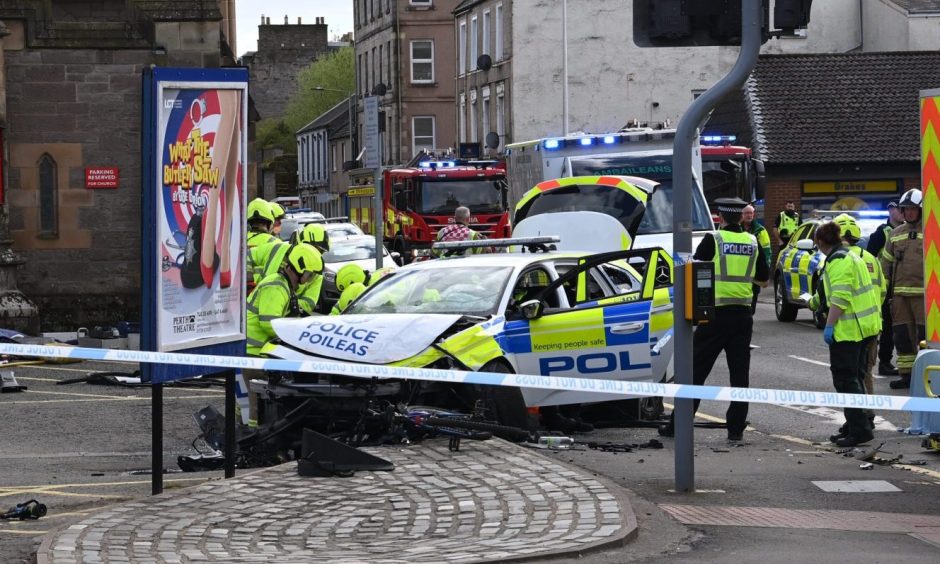 Princes Street: Two police officers in hospital after Perth crash
