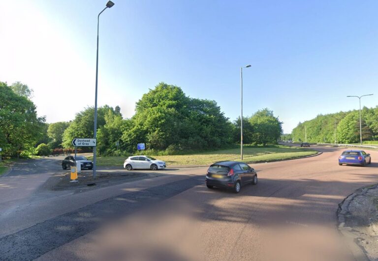 Why have trees been cut down at Dundee's Swallow roundabout?