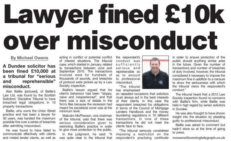 Alan Baillie: Dundee lawyer banned after second misconduct case