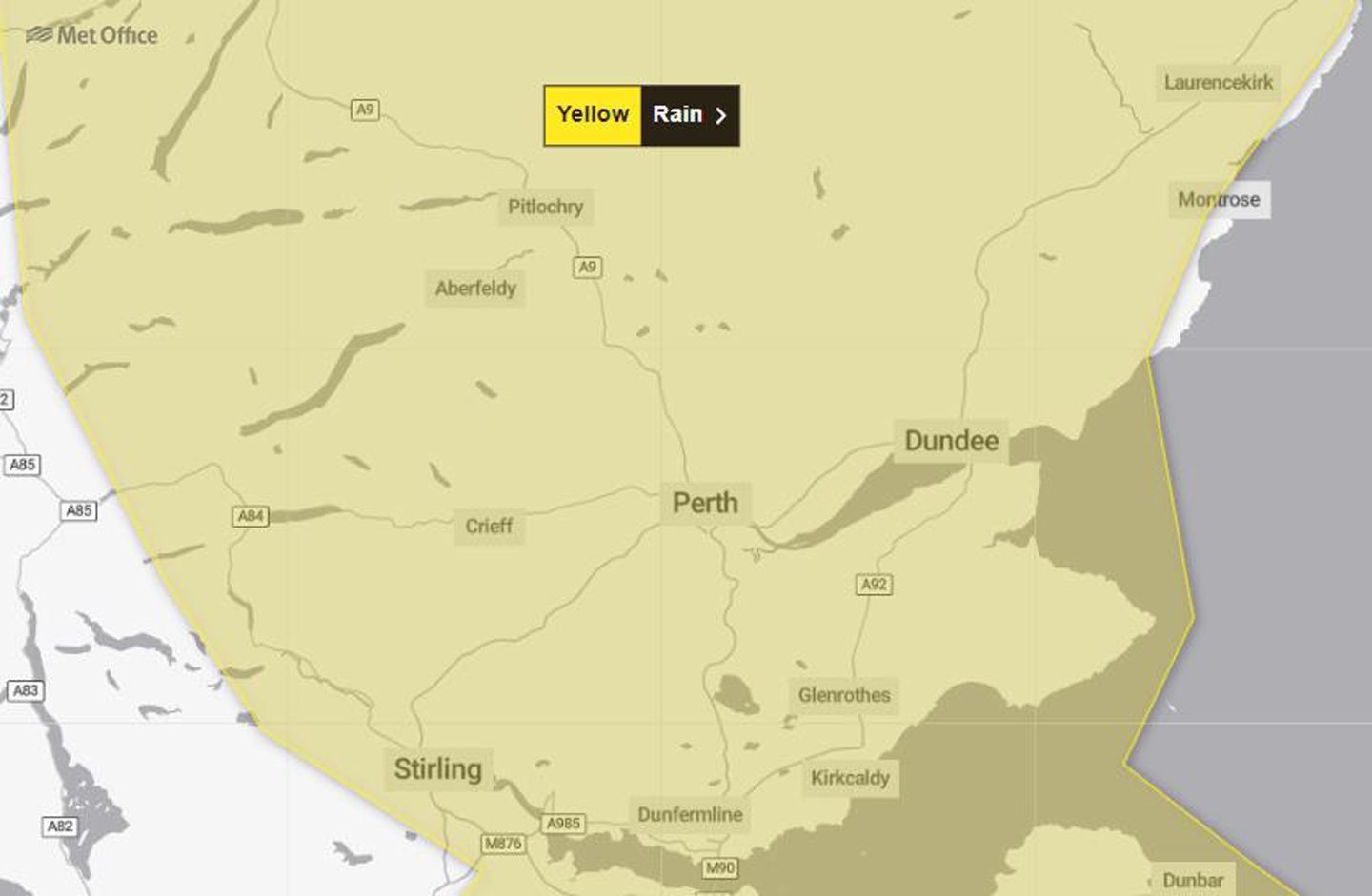 30-hour heavy rain warning for Dundee, Perth, Angus Fife & Stirling
