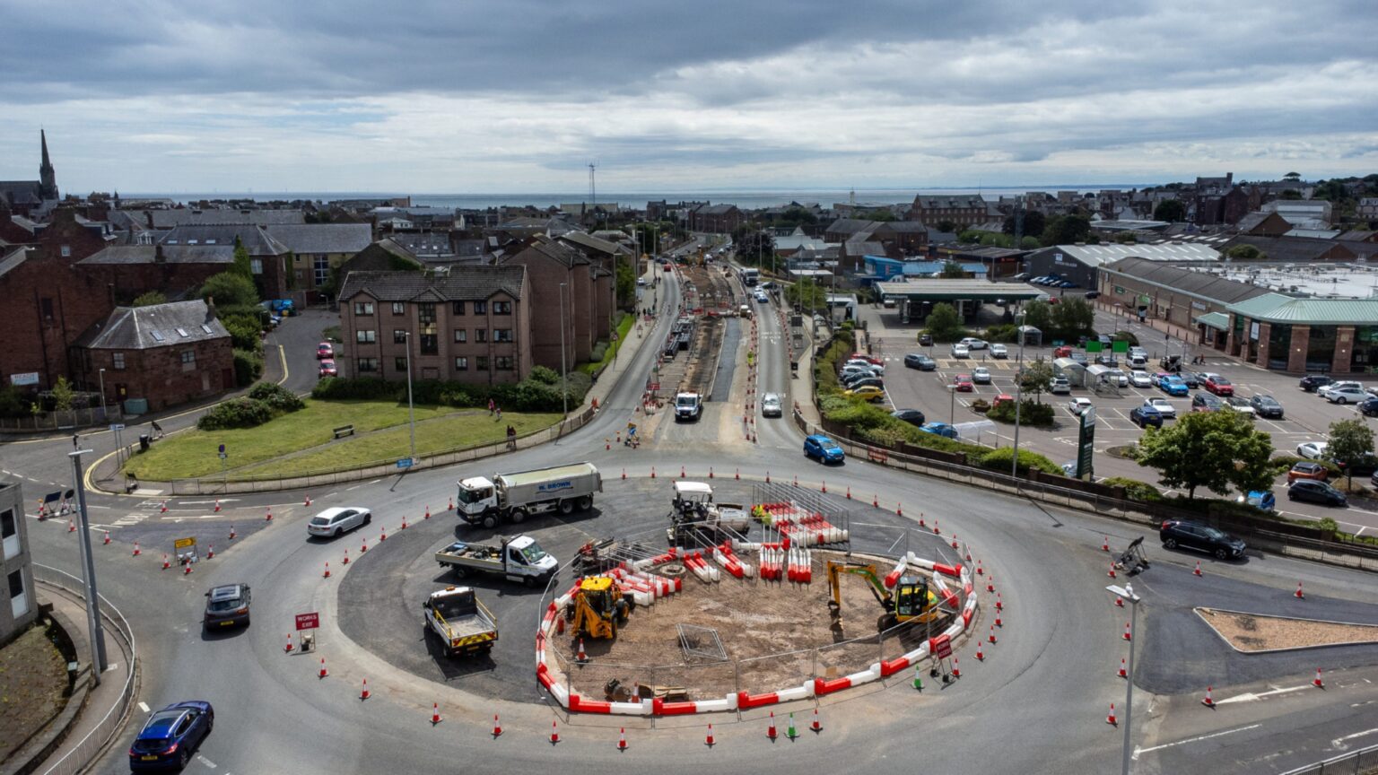 Drone footage of Arbroath Place for Everyone scheme