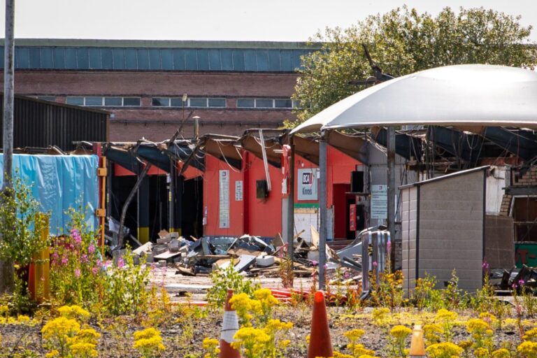 Pictures as demolition begins at British Cars Auction site in Kinross