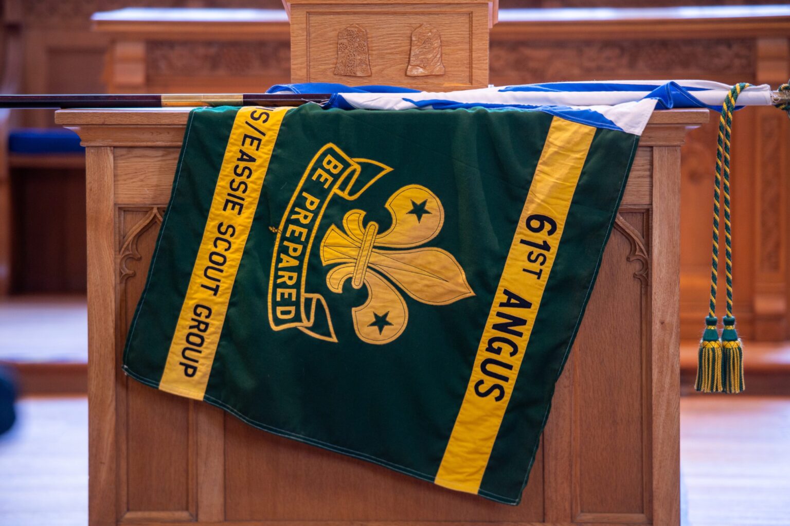 Historic homecoming for Glamis Scout flag with Queen Mum link